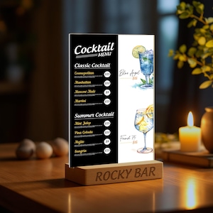 Personalized Bar Menu, Acrylic Cocktail Recipe Sign, Signature Cocktail ...