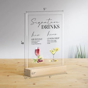 Personalized Bar Menu, Acrylic Cocktail Recipe Sign, Signature Cocktail ...
