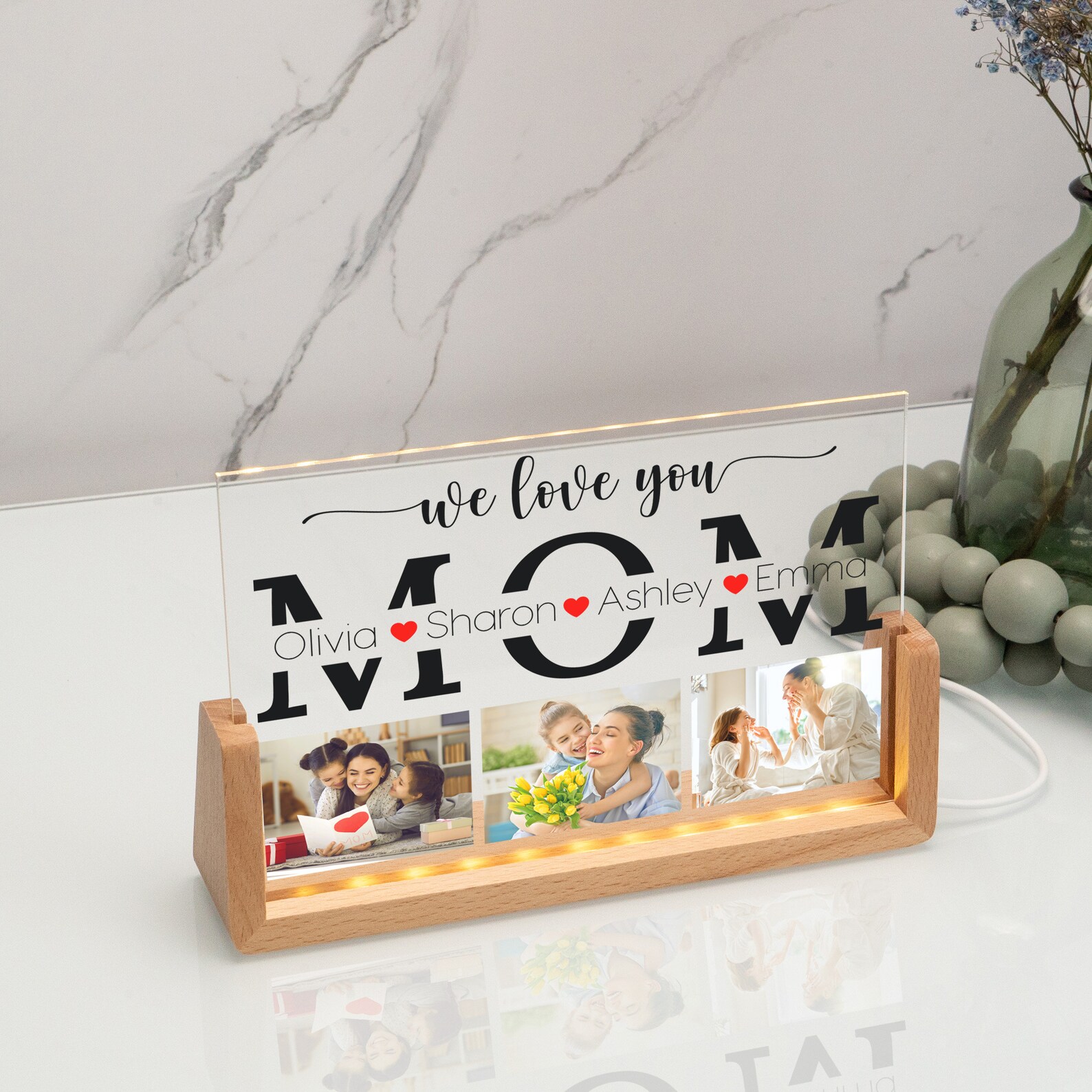 Personalized Mom Light Frame, Custom Acrylic Led Light for Mom, Mothers ...