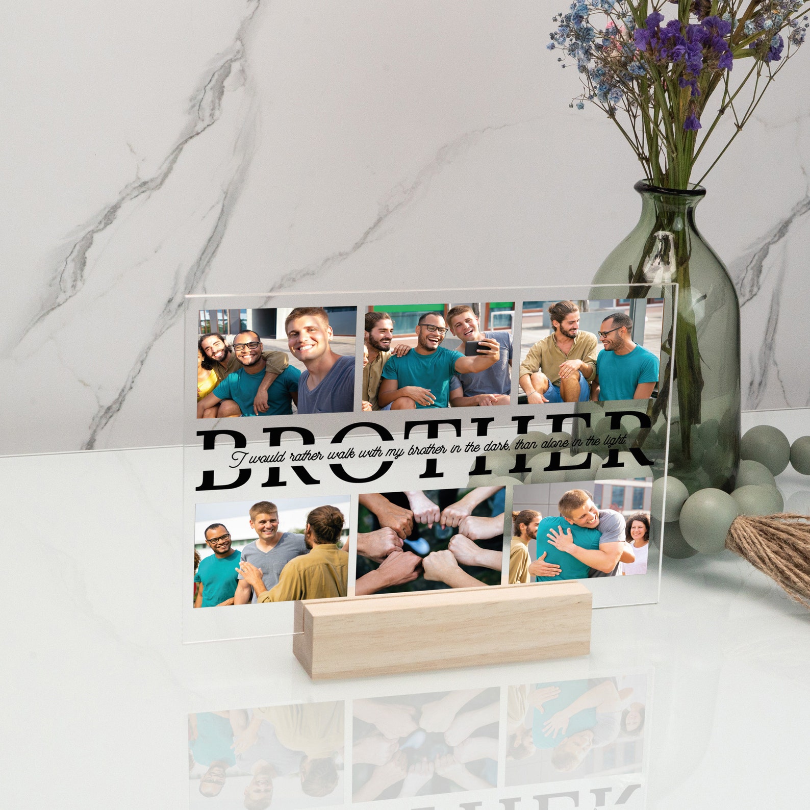 Brothers Photo Plaque, Unique Picture Stand, Custom Photo Collage ...