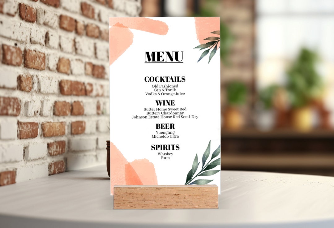 Personalized Wedding Food Menu Sign, Custom Restaurant Accessories ...