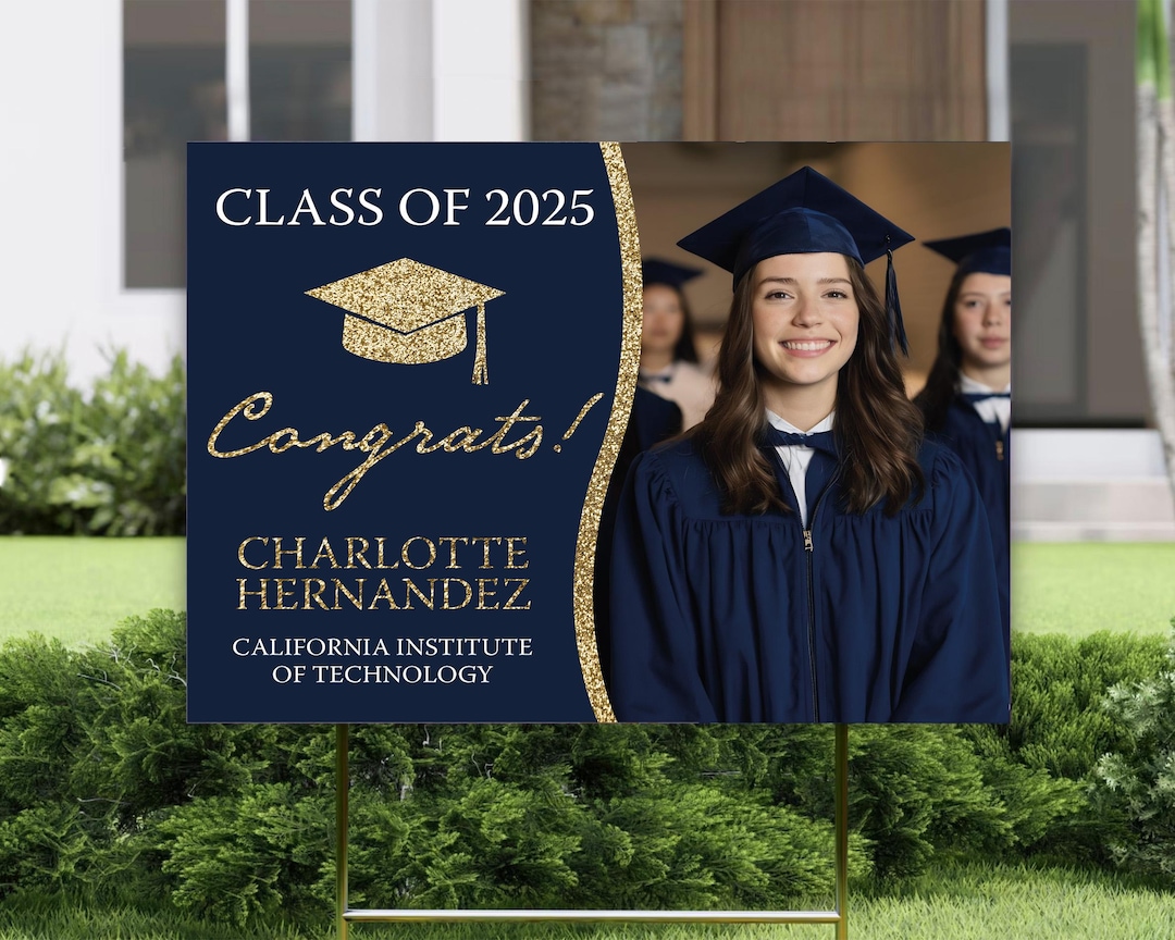 High School Graduation Lawn Sign, Graduation Photo Sign, Custom High ...