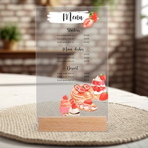 Personalized Restaurant Food Menu Sign, Pastry Shop Menu, Acrylic Food ...