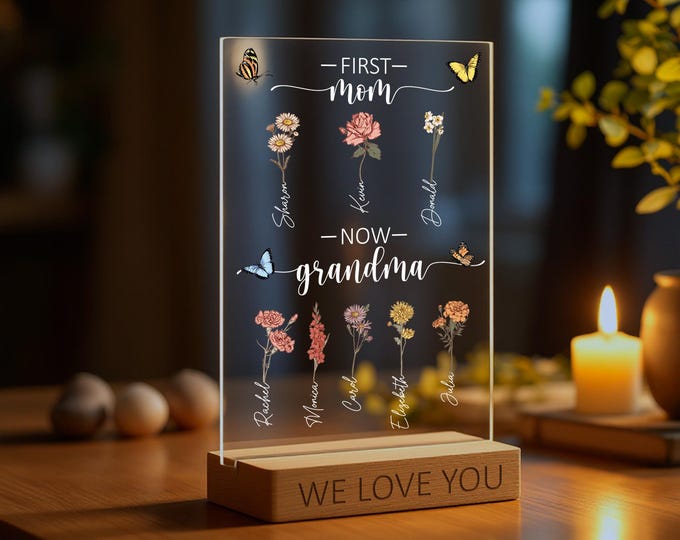 Personalized Mom Light Frame, Custom Acrylic Led Light for Mom, Mothers ...