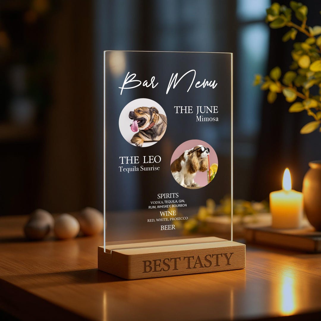 Personalized Acrylic Drink Menu, Signature Cocktail Sign, Custom ...
