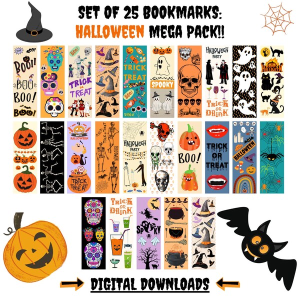 Printable Halloween Bookmarks - Etsy