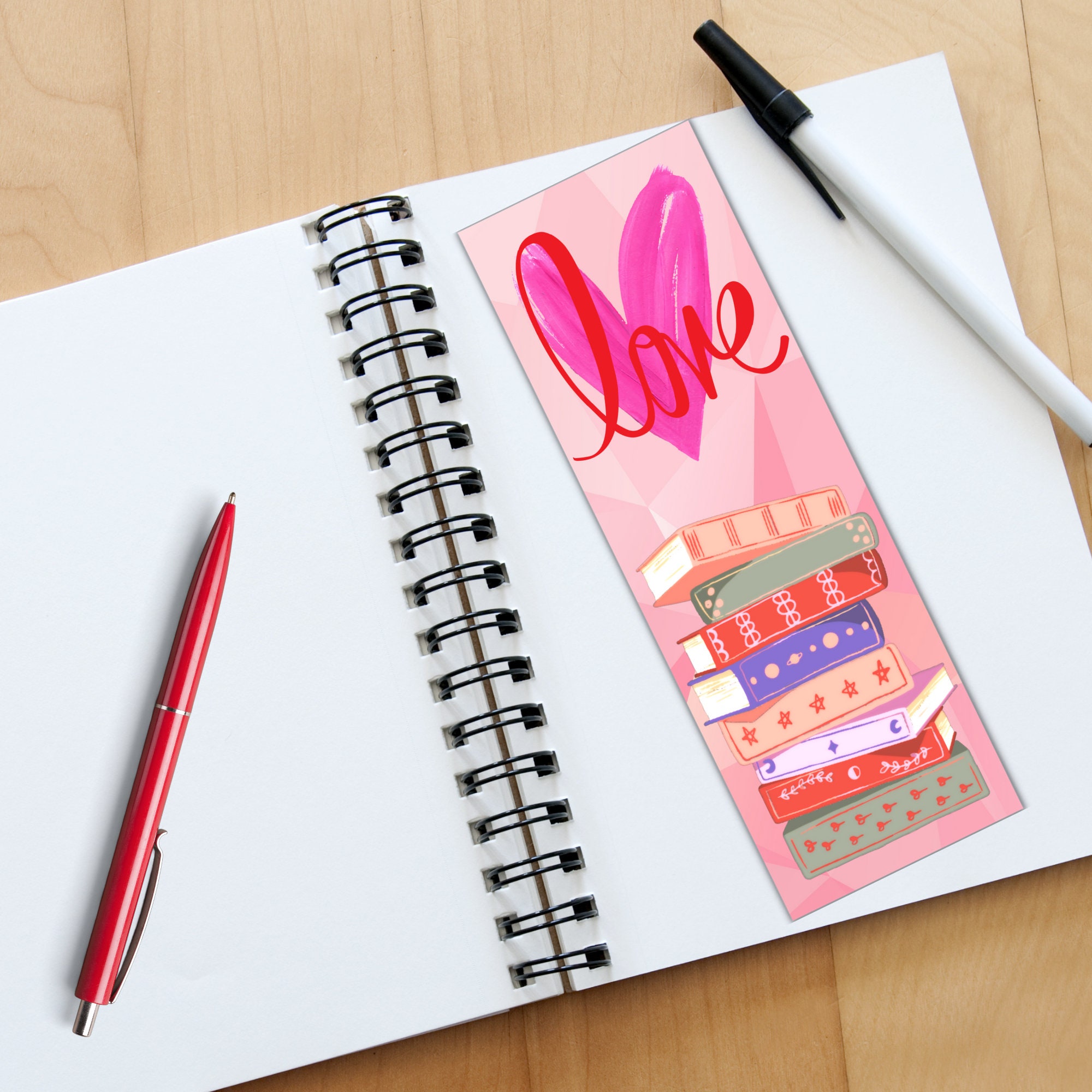 Sweet Pink and Red Valentines Day Bookmarks Filled With Hearts and ...