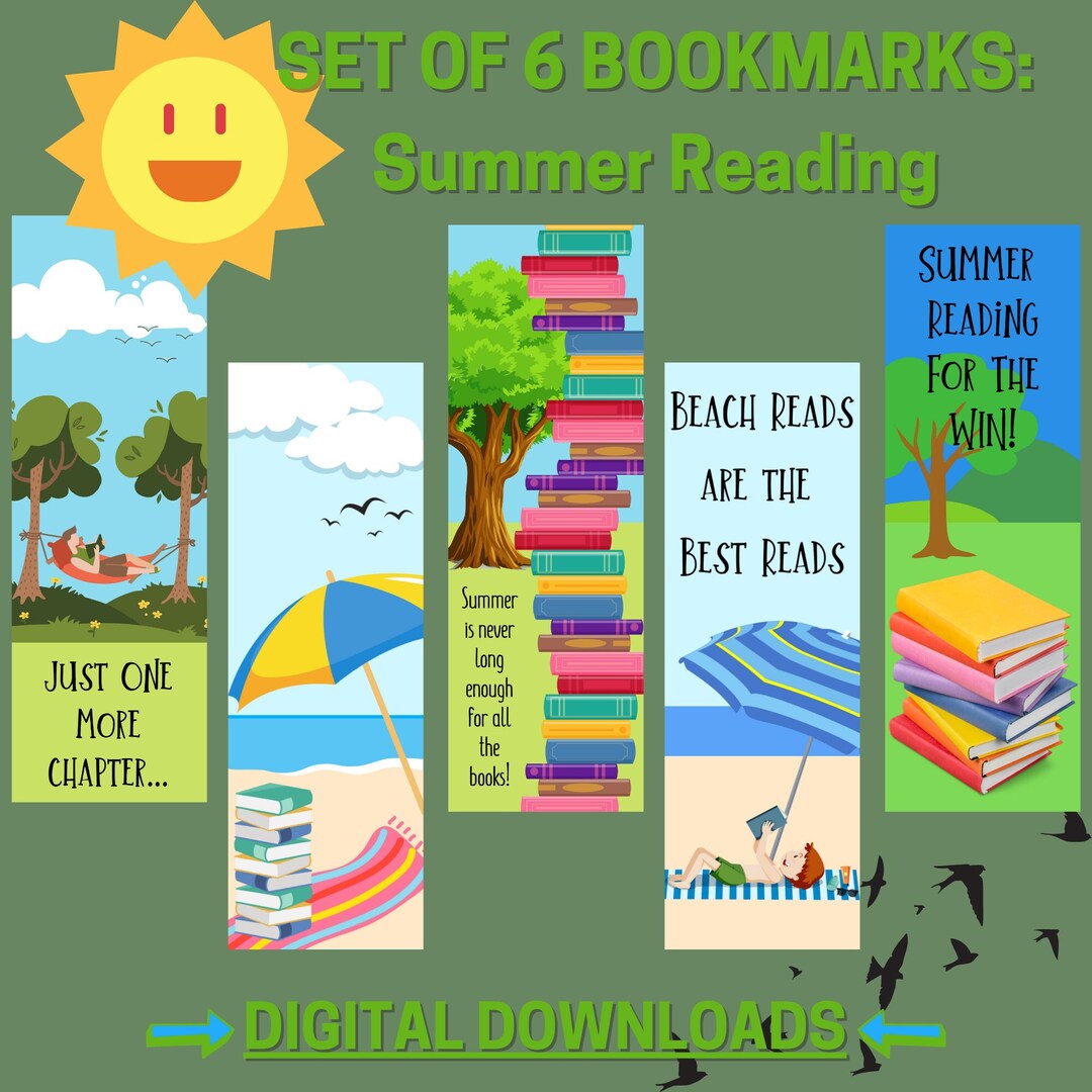 Summer Reading Bookmarks: Beach Vibes Set of 5 (PDF) - Etsy
