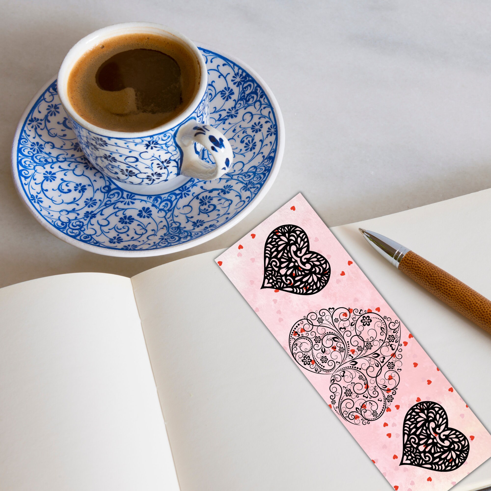 Sweet Pink and Red Valentines Day Bookmarks Filled With Hearts and ...