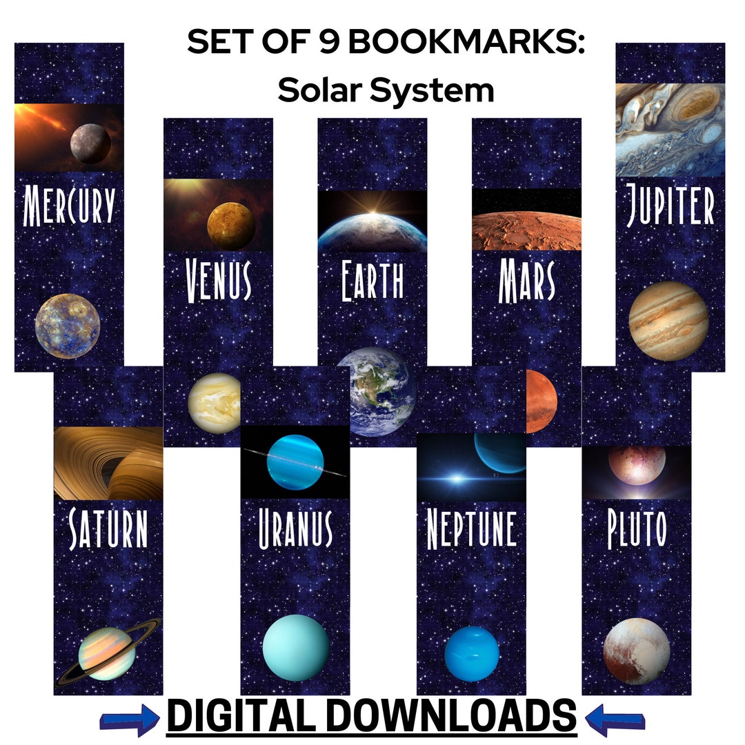 Solar System Bookmarks of Our Home Planets Set of 9 to Print - Etsy