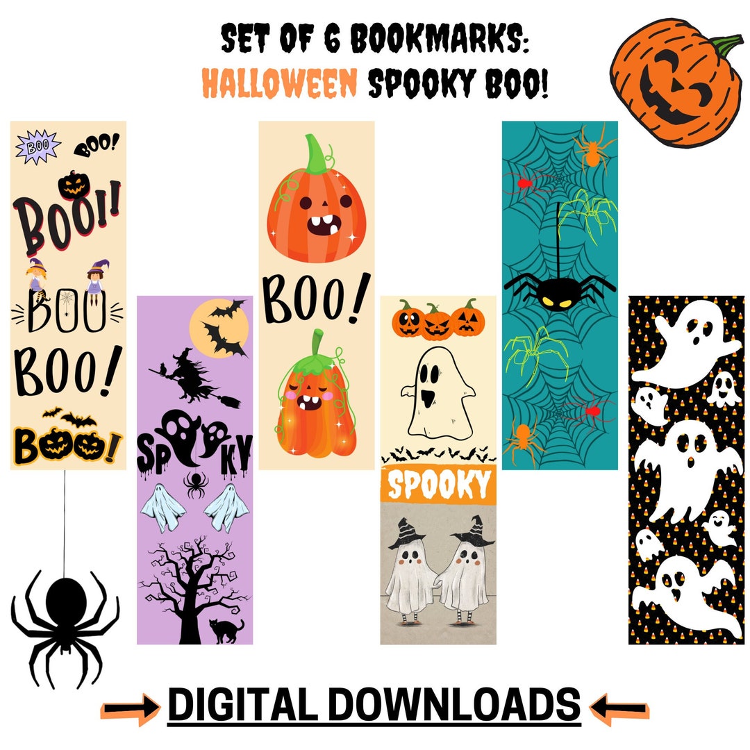 BOO Spooky Halloween Bookmarks With Cute Ghosts Spooky and Creepy ...