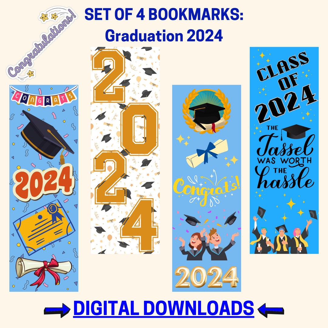 Class of 2024 Graduation Celebration Bookmarks, Set of 4 to Print at ...