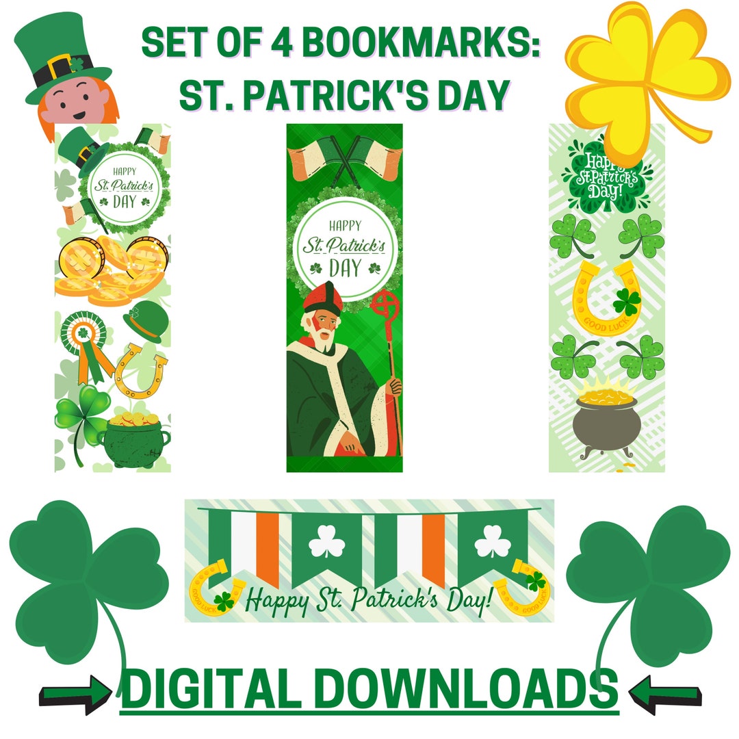 St. Patrick's Day Bookmarks Filled With Shamrocks, Irish Flags, and ...