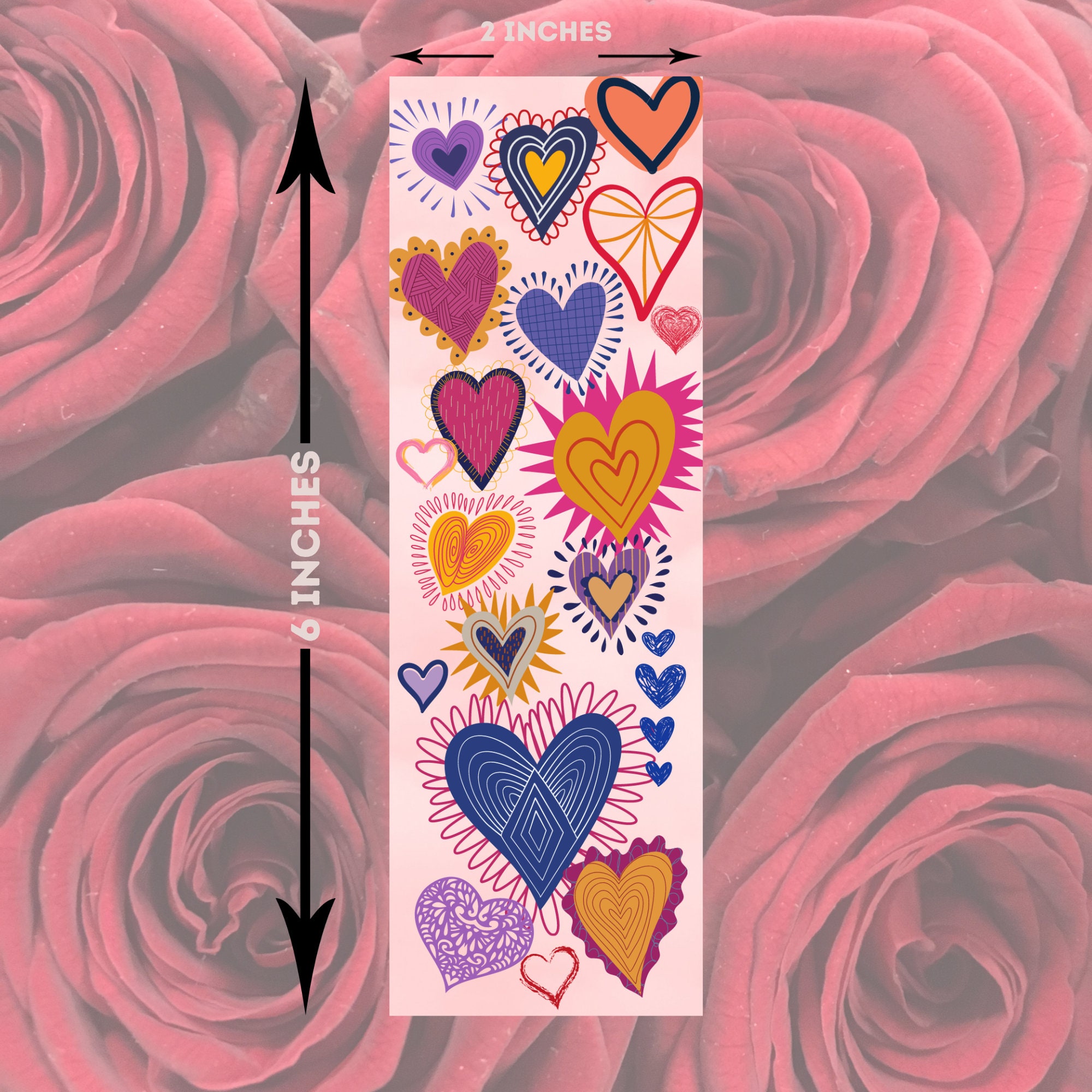 Sweet Pink and Red Valentines Day Bookmarks Filled With Hearts and ...