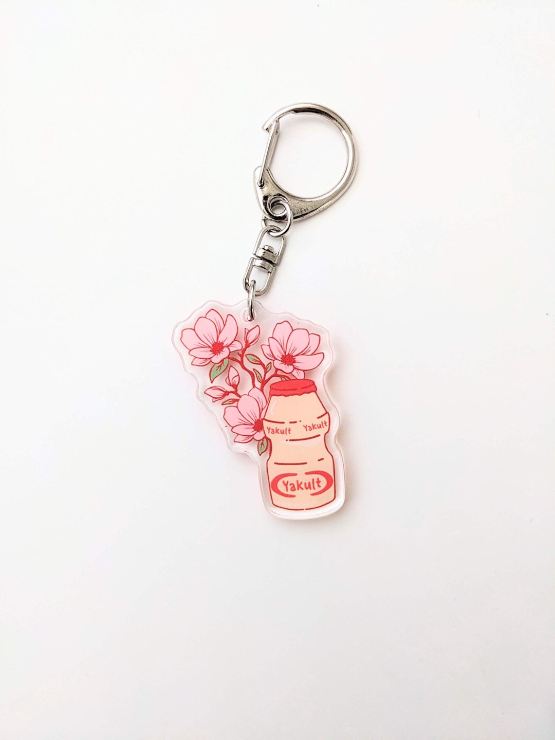 Floral Yakult Keychain | Yakult | Floral | Pink Flowers | Asian Snack ...