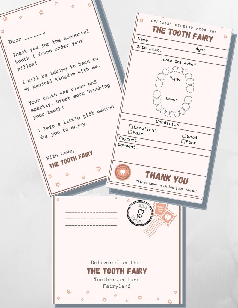 Tooth Fairy Kit, Tooth Fairy Receipt, Tooth Fairy Certificate, Lost ...