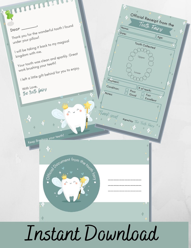 Tooth Fairy Kit, Tooth Fairy Receipt, Tooth Fairy Certificate, Lost ...