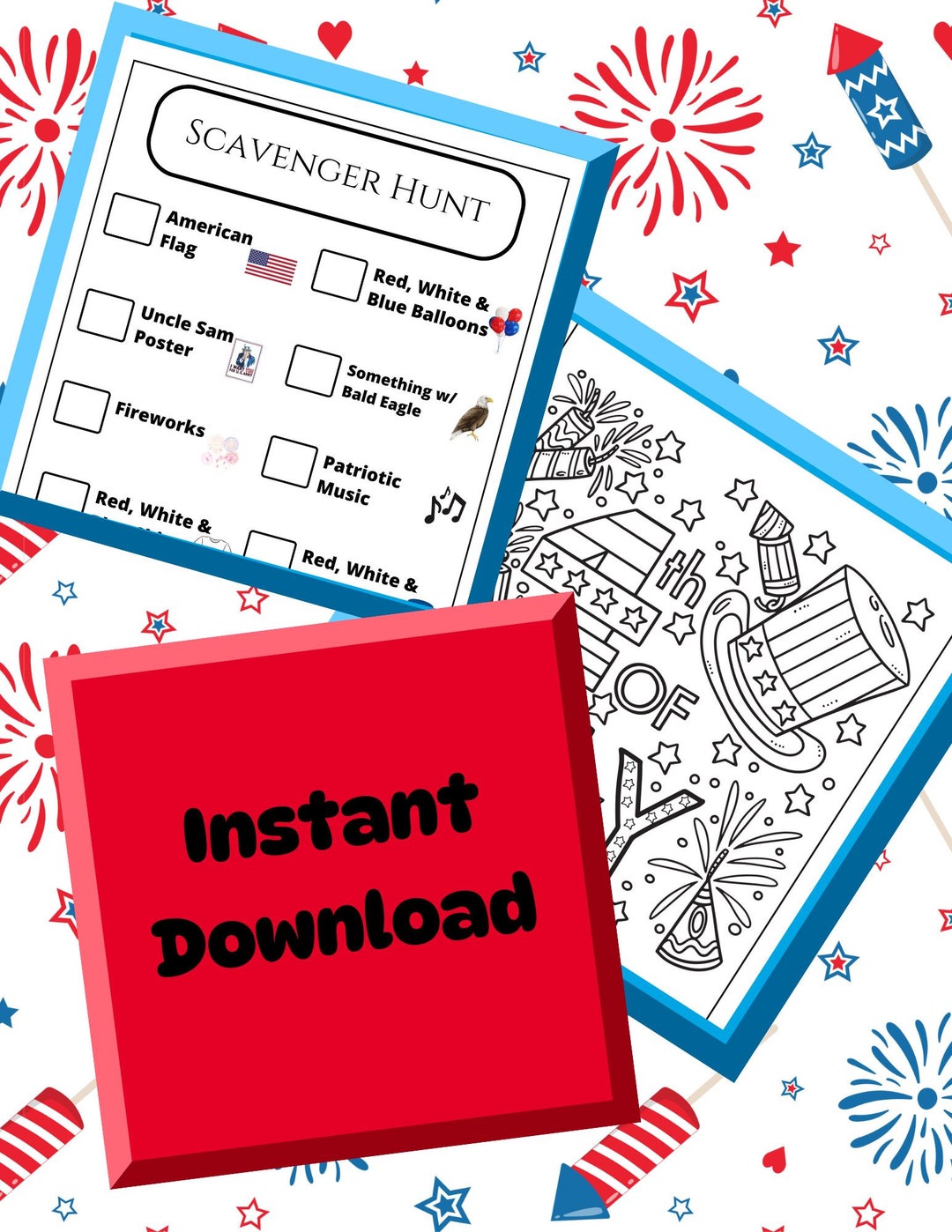 4th of July Activity Sheets-coloring Sheets-scavenger Hunt-word Search ...