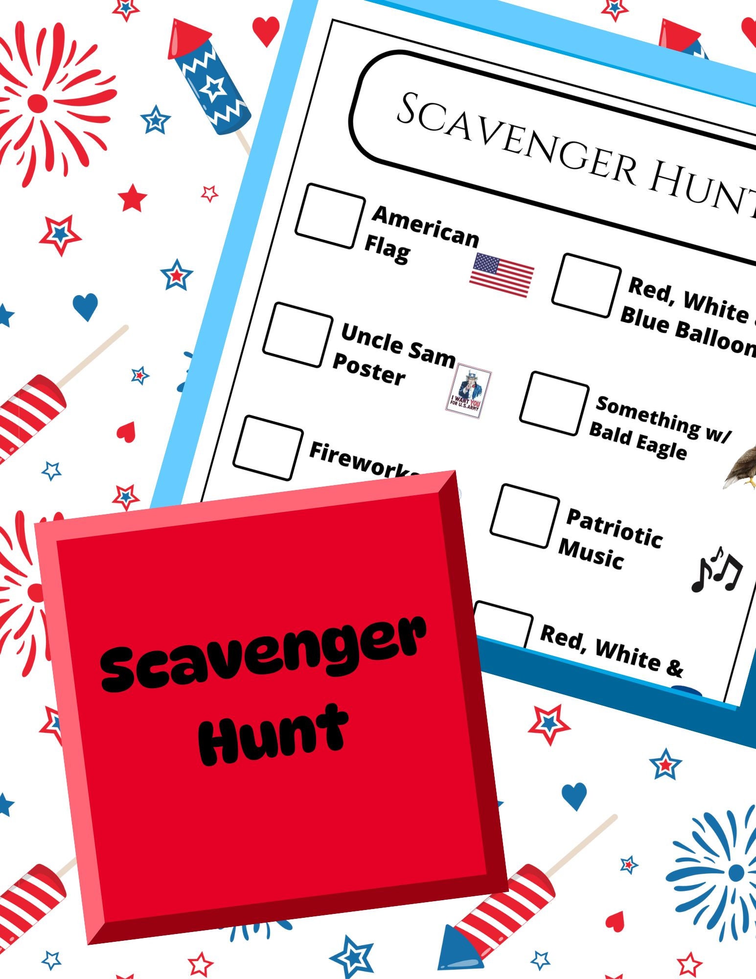 4th of July Activity Sheets-coloring Sheets-scavenger Hunt-word Search ...