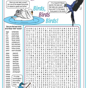 Billions of Birds – Printable Puzzles - Activity Set + Two Word ...