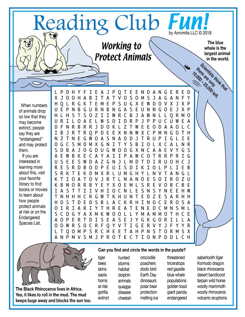 Earth Day - Endangered Animals Printable Puzzle Set Activity - Etsy