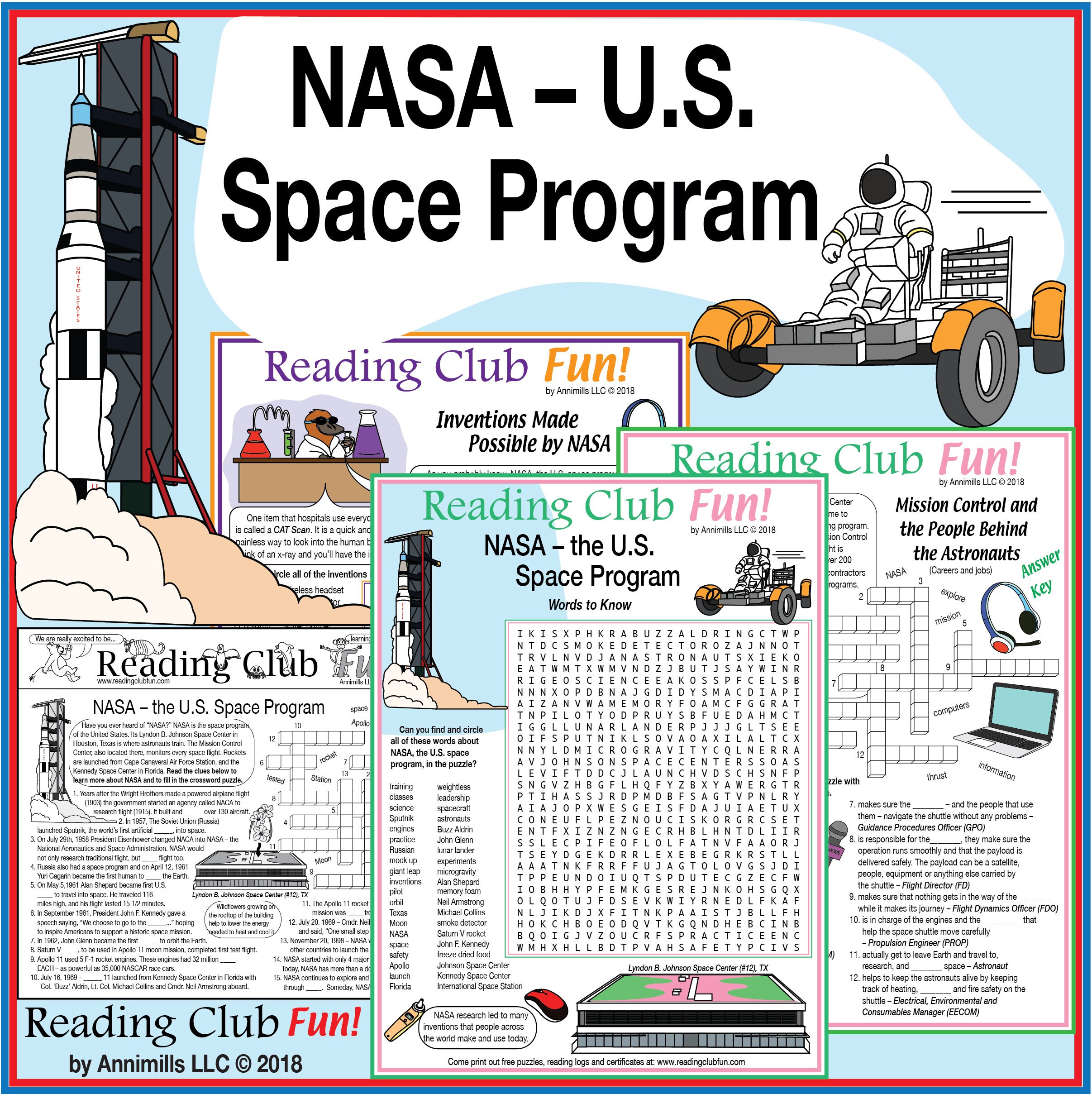 Exploring Space Printable Puzzle Bundle: NASA, Moon Landing, Astronauts ...