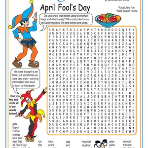 April Fools' Day Printable Puzzle Bundle – History, Vocabulary ...