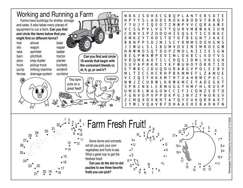 Farms: Hard-working Farms Printable Puzzles (jobs, Careers, Agriculture ...