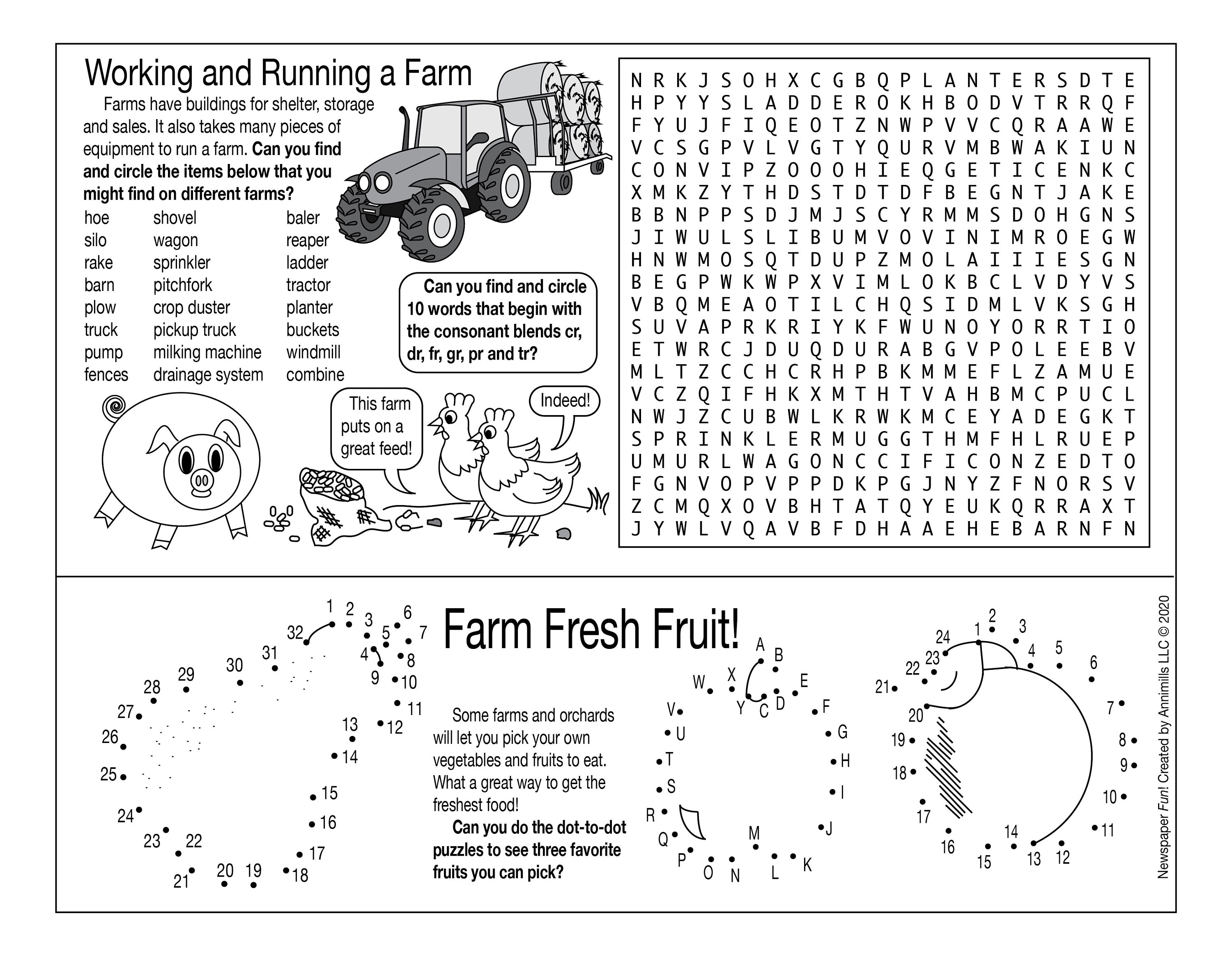 Farms: Hard-working Farms Printable Puzzles (jobs, Careers, Agriculture ...