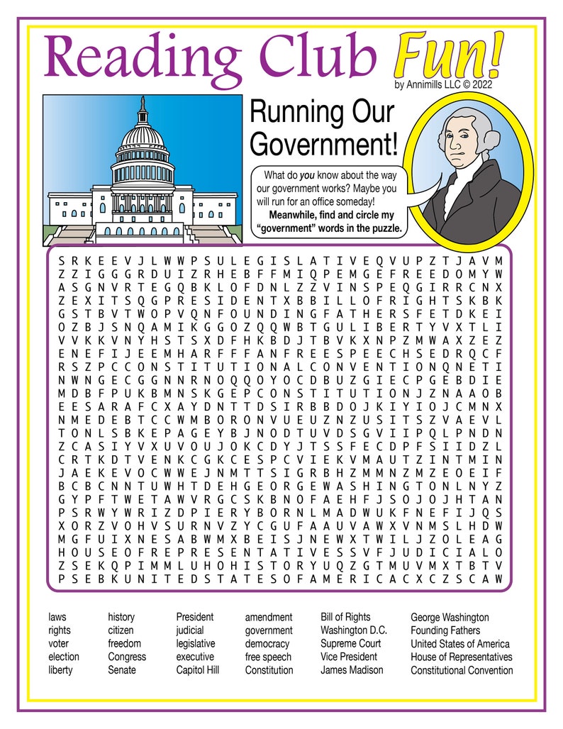 Constitution Day Puzzle and Activity Set and Government Word Search - Etsy