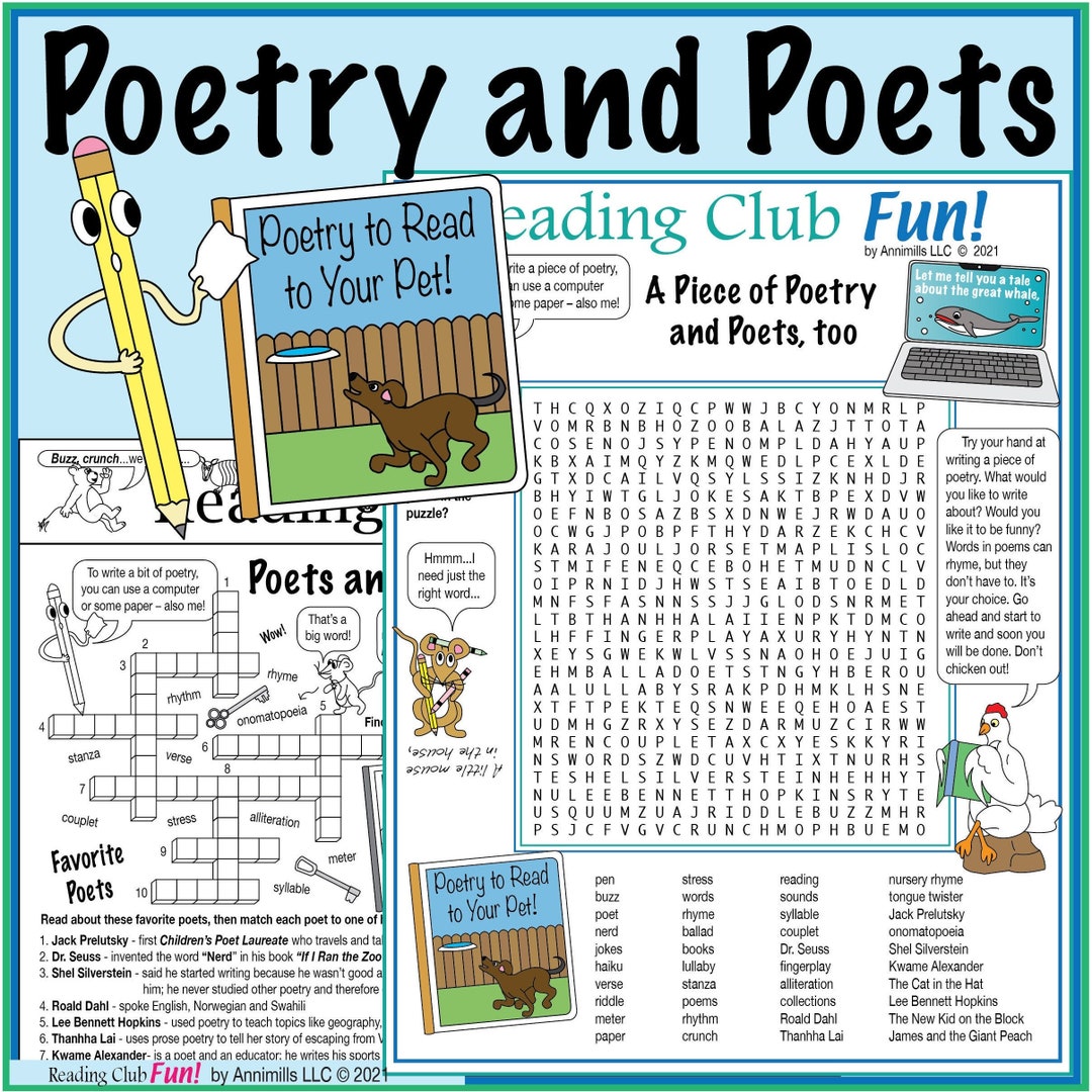 Poets and Poetry Printable Puzzle Set - Educational Games - Etsy