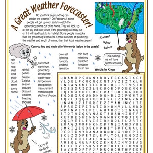 Groundhog Day and Weather – Printable Activity Set, Word Searches ...