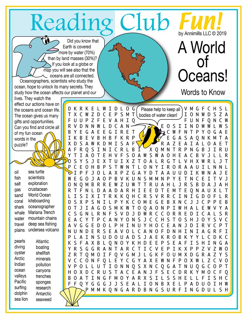 World of Oceans Activity Set Earth Day Printable Puzzles Activity - Etsy