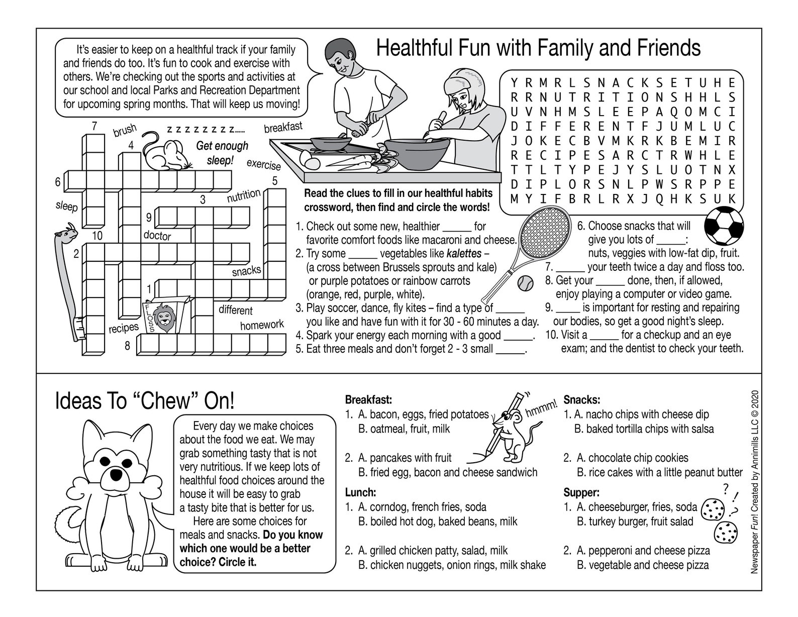 Nutrition and Exercise Printable Puzzles – Healthy Eating, Cooking ...
