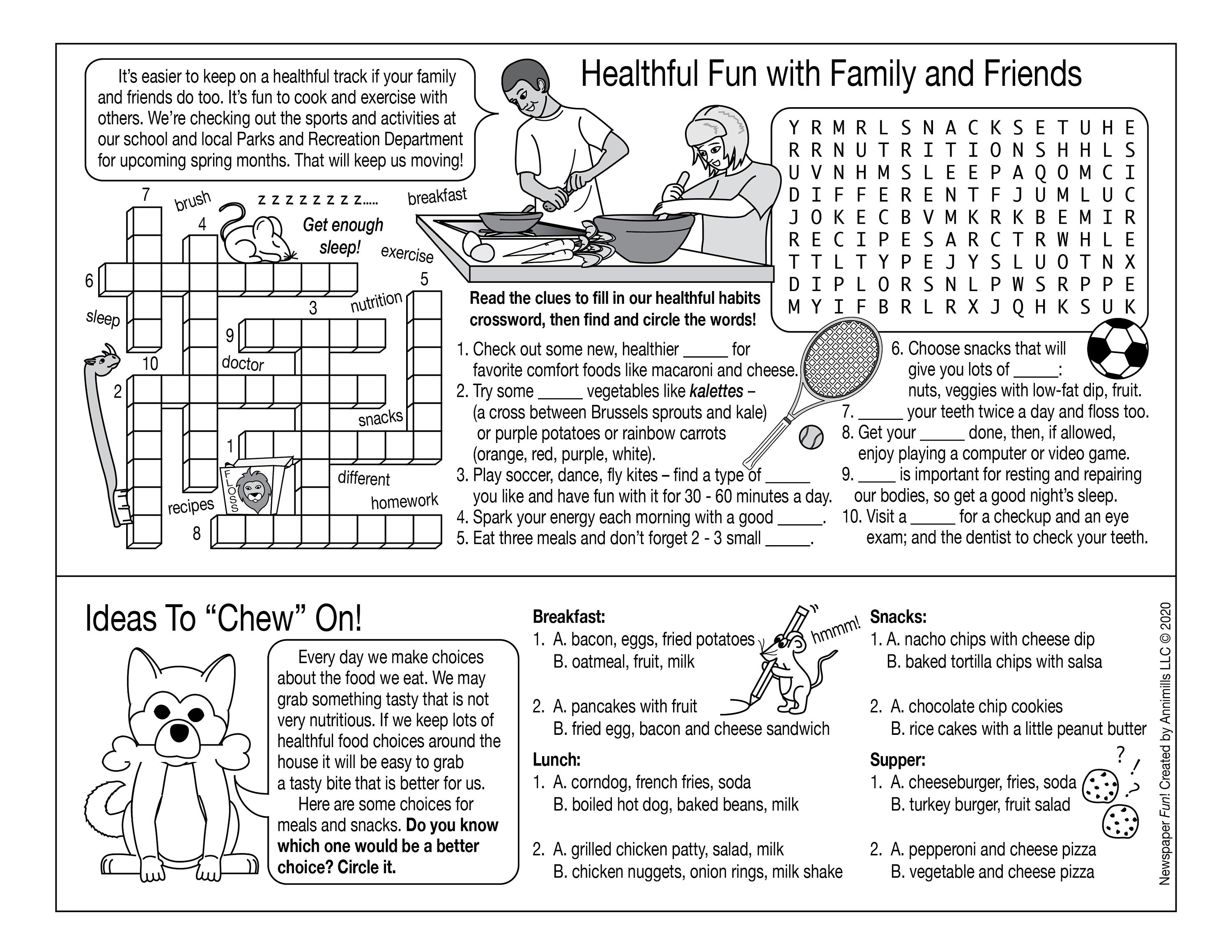 Nutrition and Exercise Printable Puzzles – Healthy Eating, Cooking ...