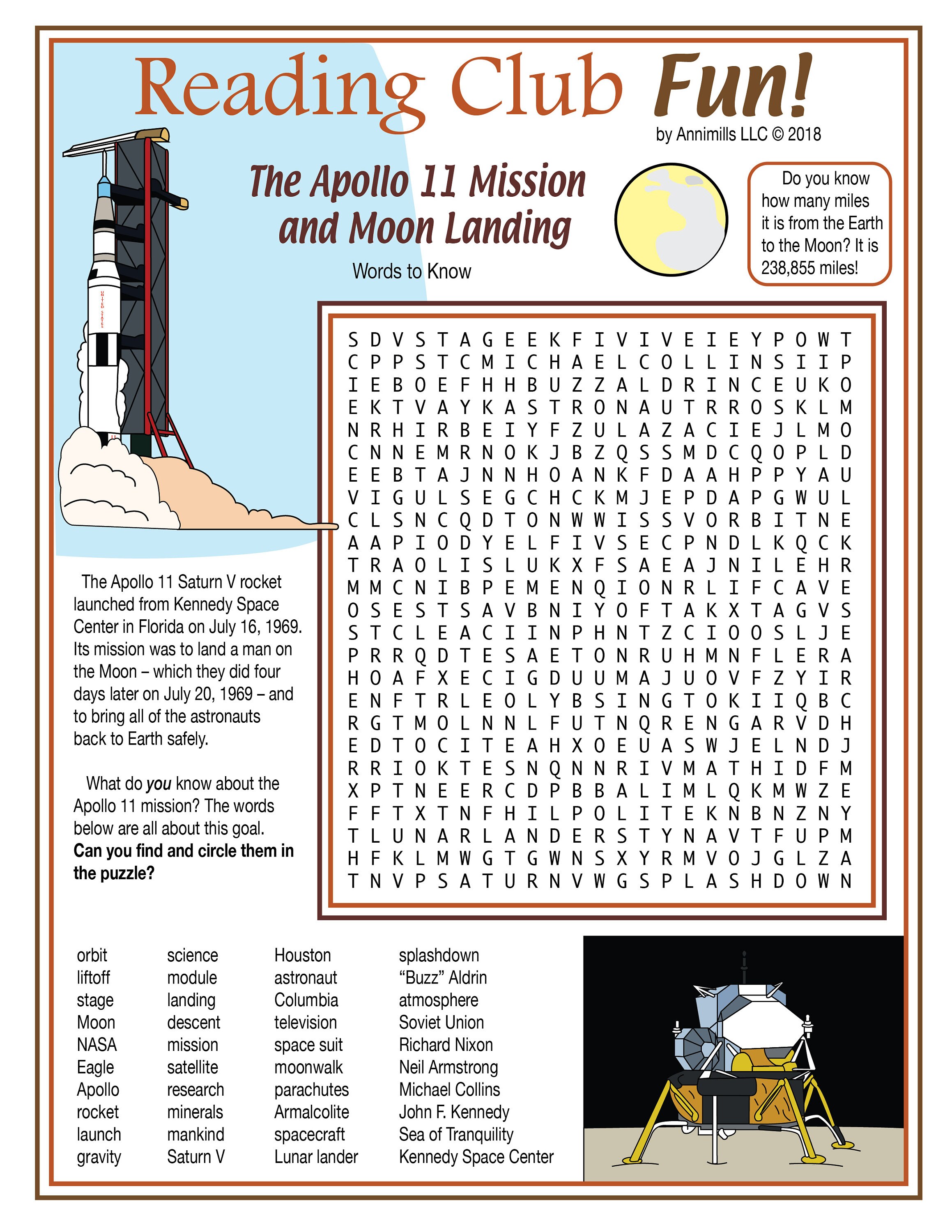 Apollo 11 Moon Landing – Printable Puzzles and Photo Set – With BONUS ...