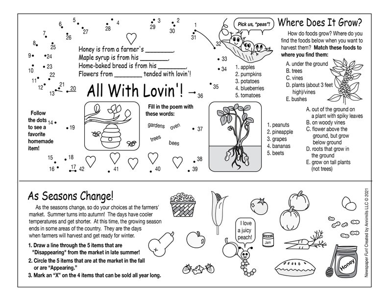 Farmers Market Two-page Printable Activity Set, Word Searches ...