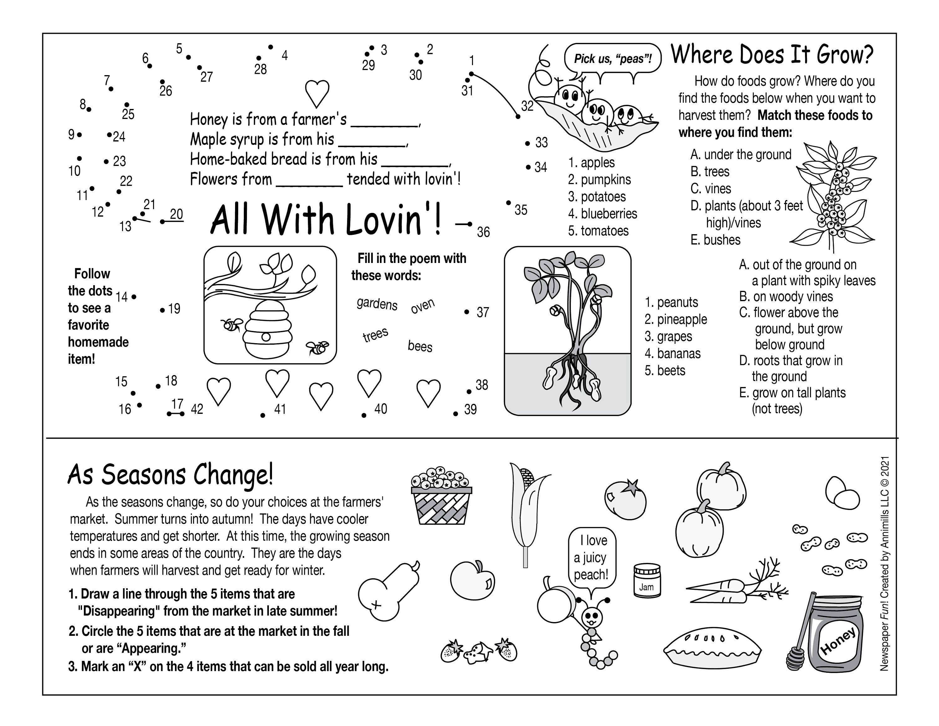 Farmers Market Two-page Printable Activity Set, Word Searches ...