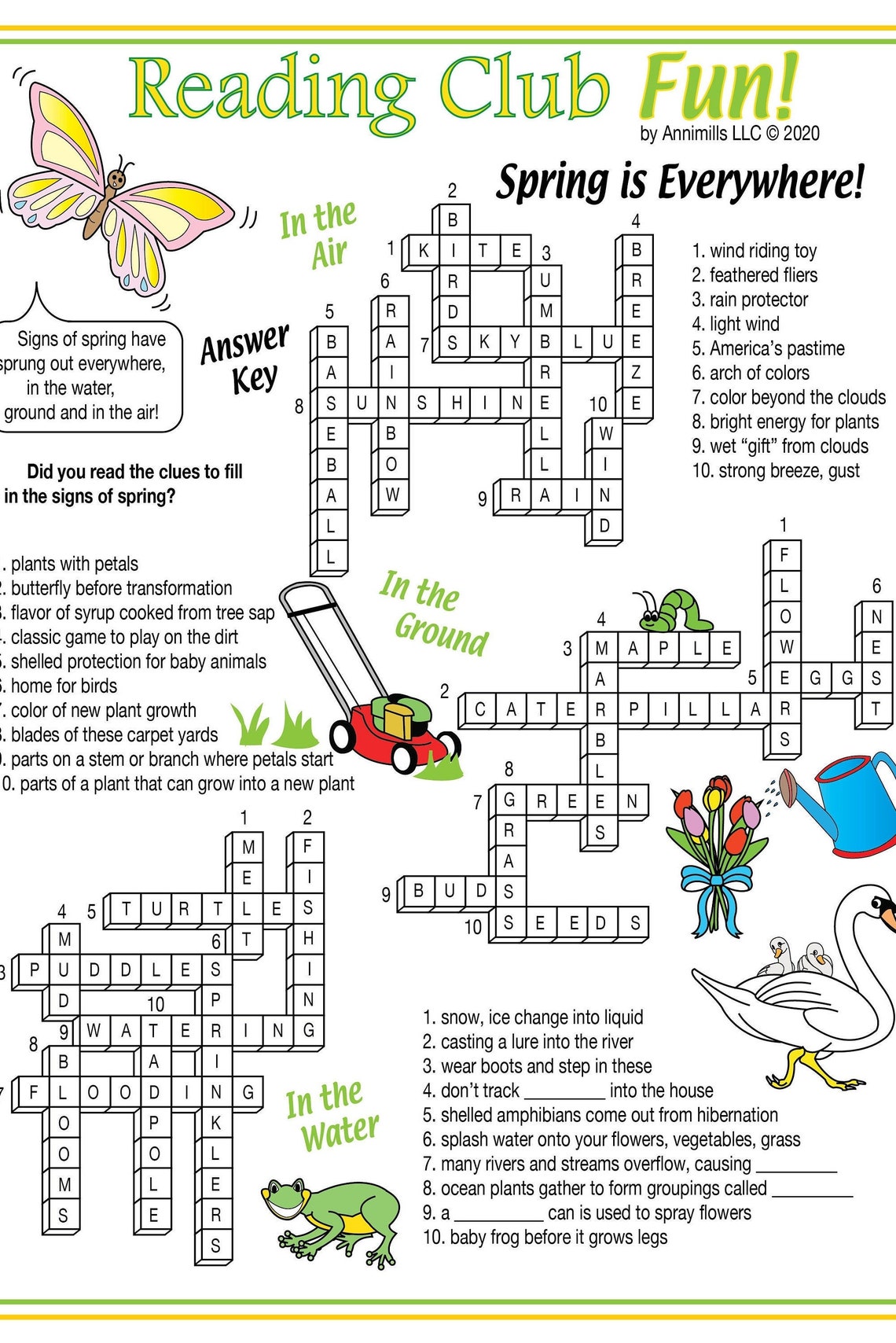 Signs of Spring Everywhere Printable Crossword Puzzle - Educational ...