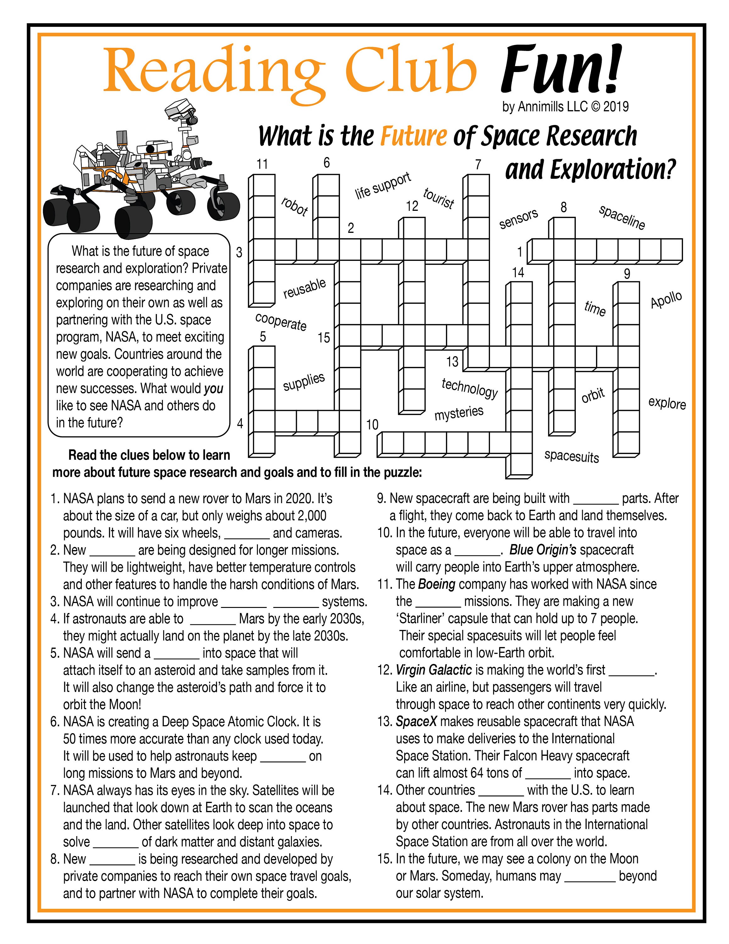 Future of Space Exploration - NASA, Mars, Beyond Printable Puzzles ...
