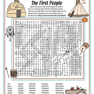 The First People (native Americans) Printable Word Search Puzzle - Etsy