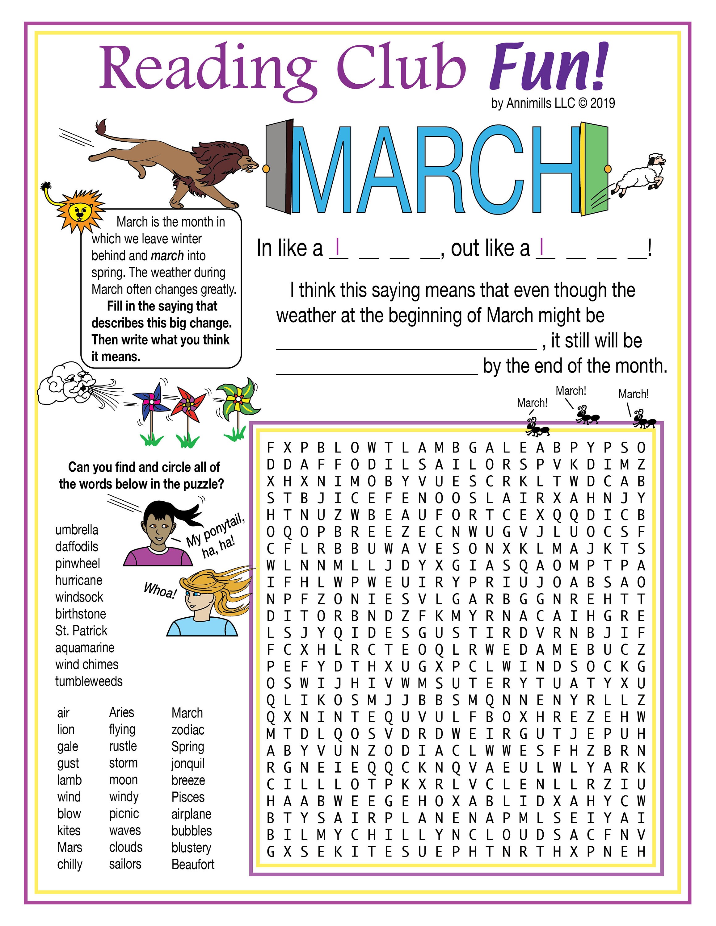 March Winds Blow Spring Printable Puzzle Activity Set - Etsy