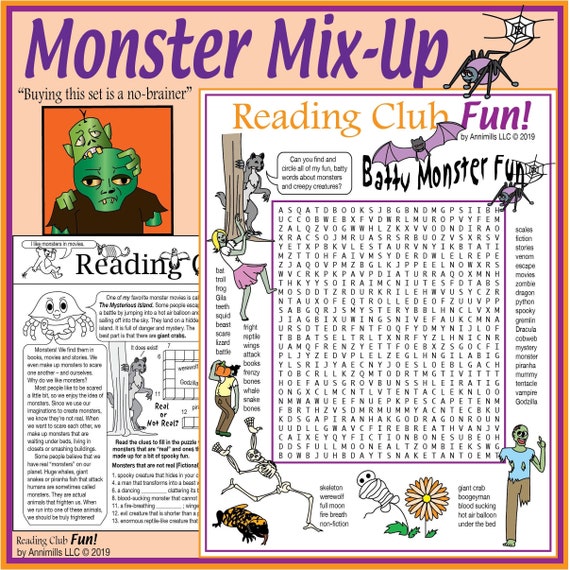 Halloween Monster Mix-up Printable Puzzles Fun Anytime - Etsy