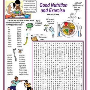Nutrition and Exercise Printable Puzzles – Healthy Eating, Cooking ...