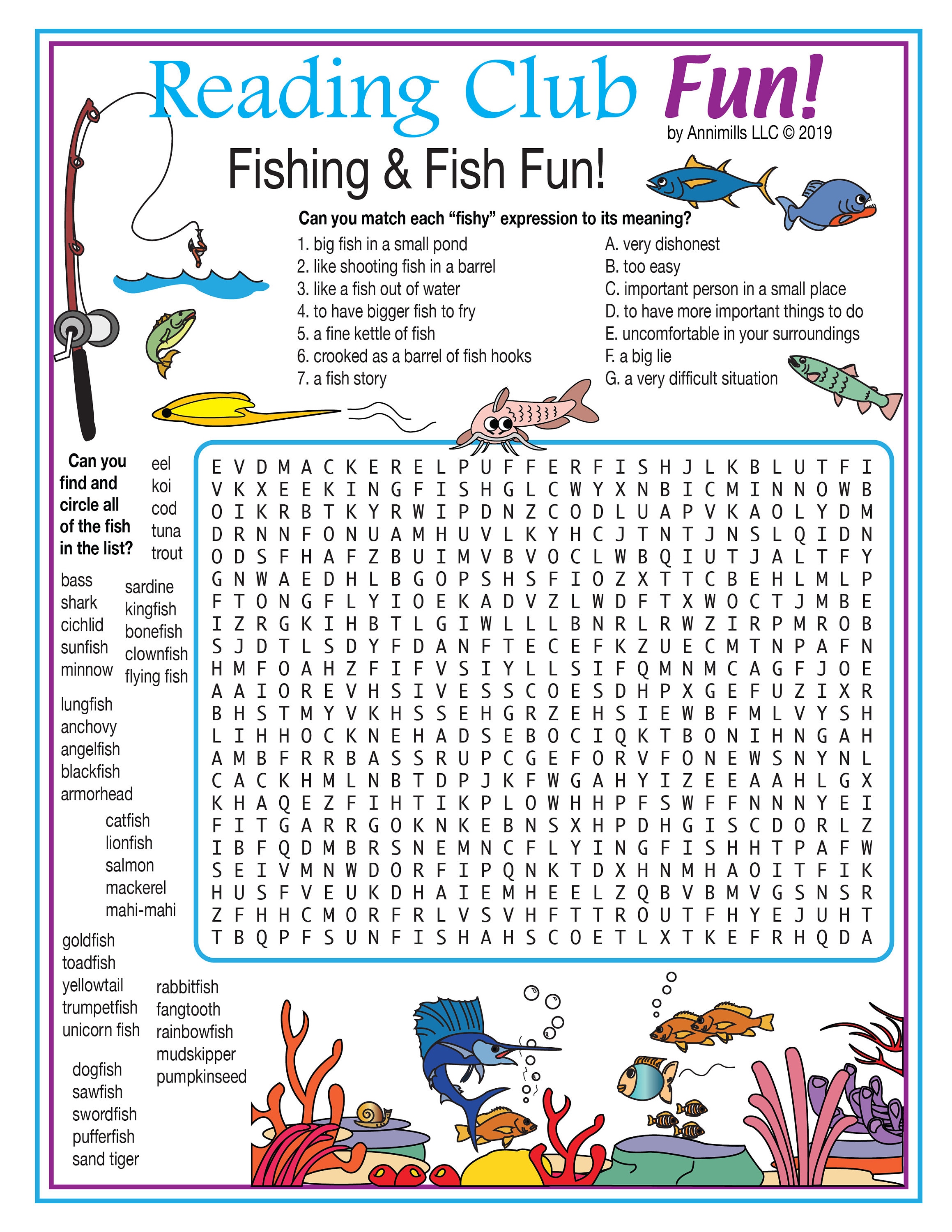 Fishing & Fish Fun – Vocabulary-rich Printable Activity Puzzle Pack ...