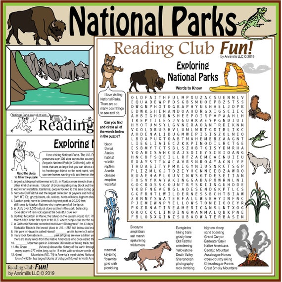 National Parks Printable Puzzle Activity Set Vocabulary Word | Etsy