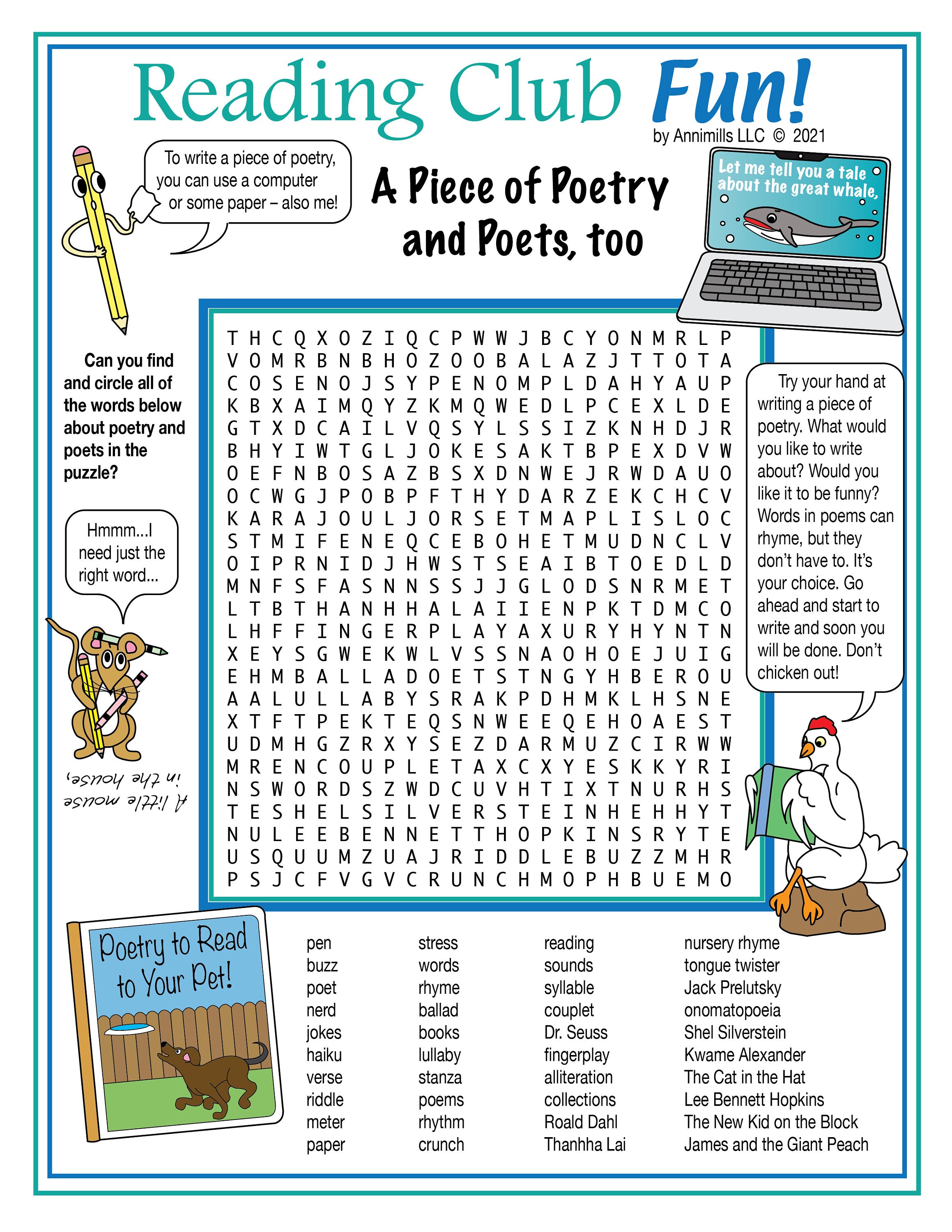 Poets and Poetry Printable Puzzle Set - Educational Games - Etsy