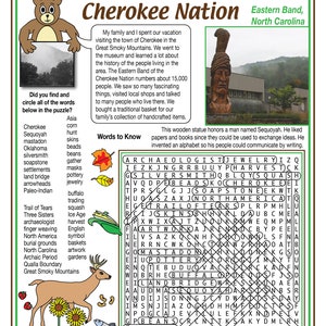 Cherokee Nation (eastern Band) – Native American Heritage Printable ...