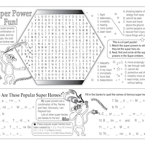 Super Heroes, Super Powers, Comics and Onomatopoeia Printable Puzzle ...