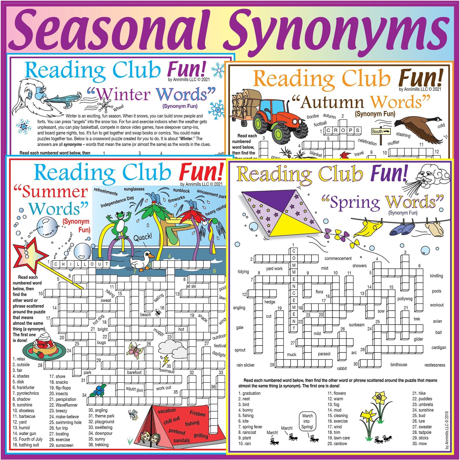 Synonyms for All Seasons – Vocabulary Bundle – Fall Winter Spring ...